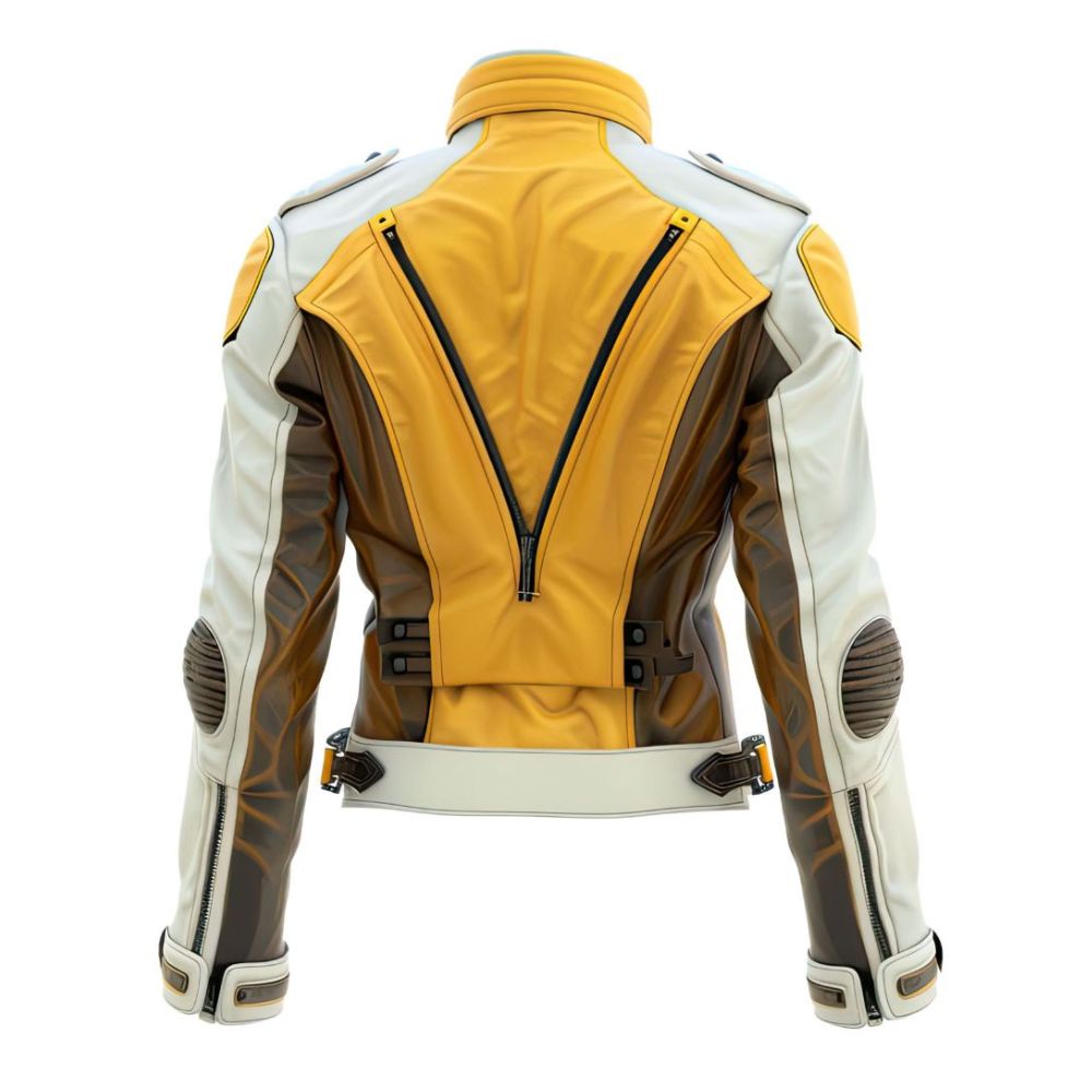 Buy Moto Asymmetrical Yellow Pure Sheepskin Leather Jacket For Women ...